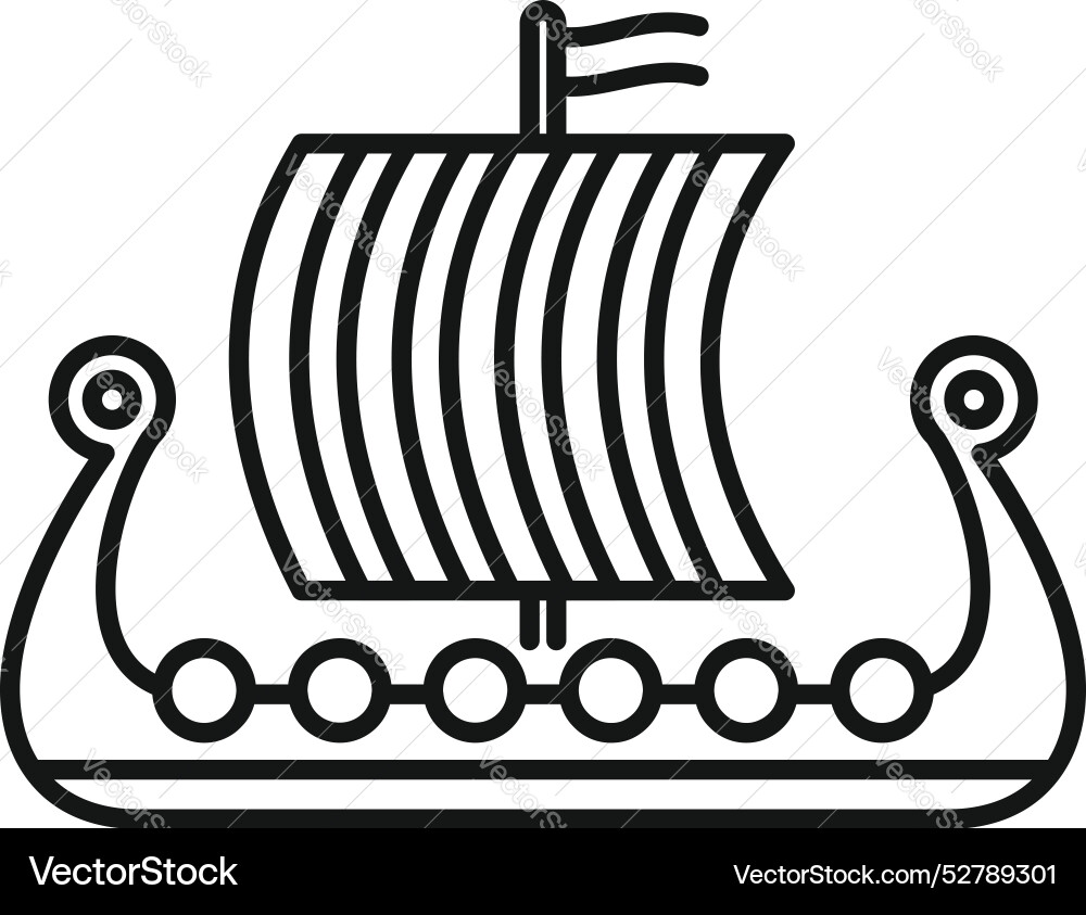 Viking ship drakkar longship sailing with full Vector Image
