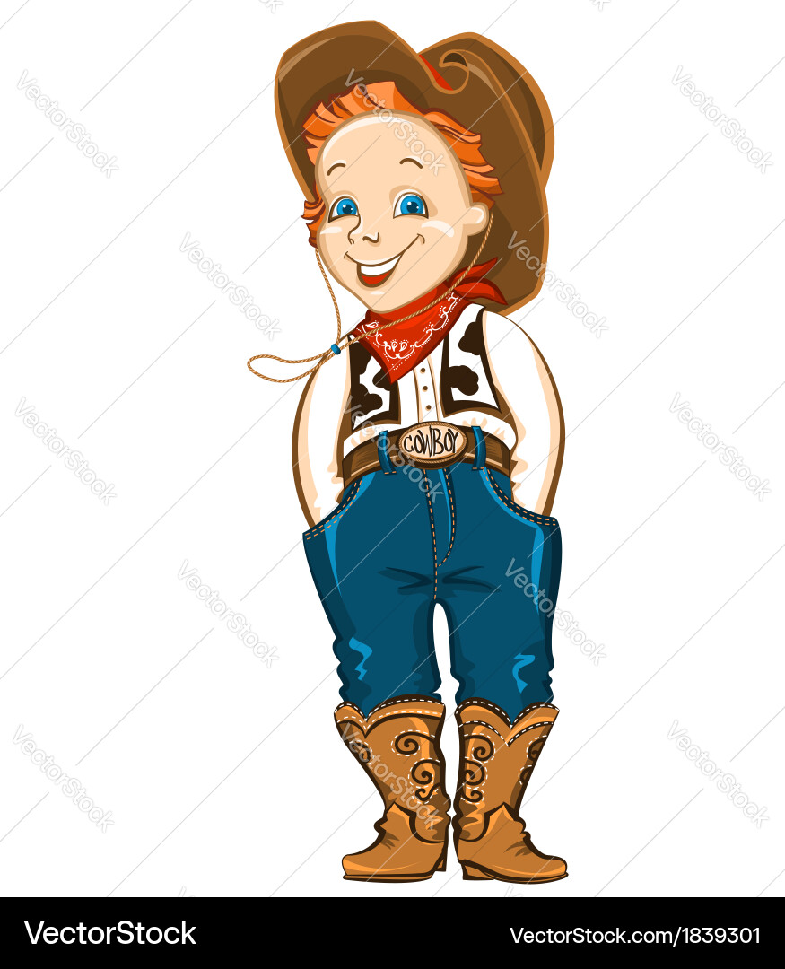 Young cowboy isolated on white Royalty Free Vector Image
