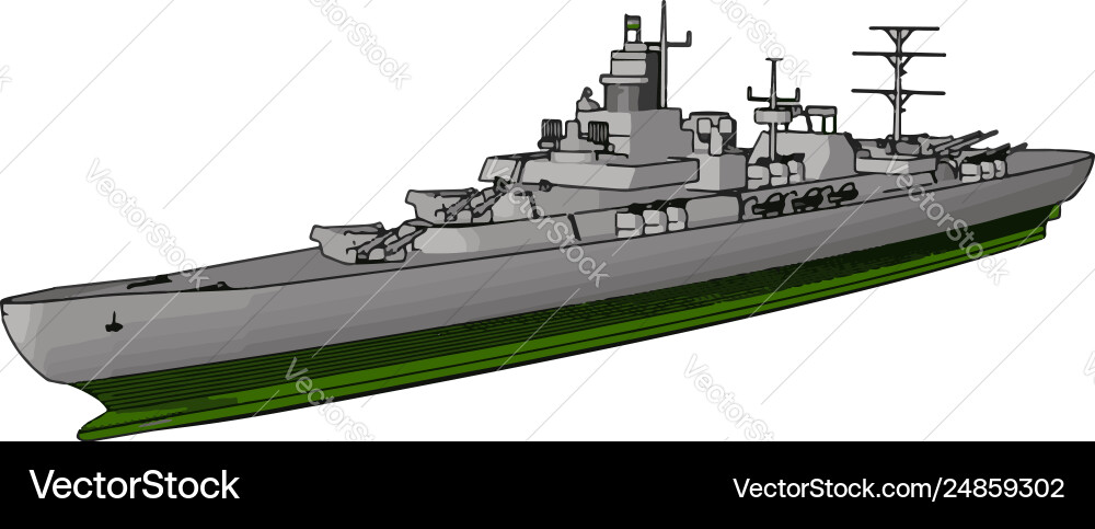 3d side view a military war ship on white Vector Image