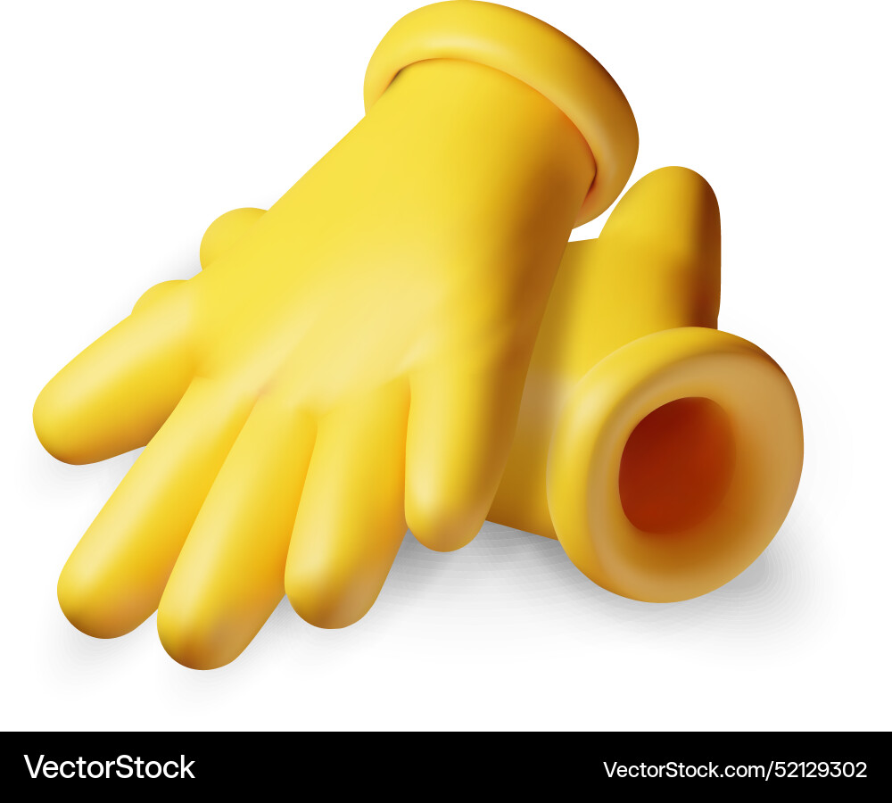 3d yellow rubber gloves isolated on white Vector Image