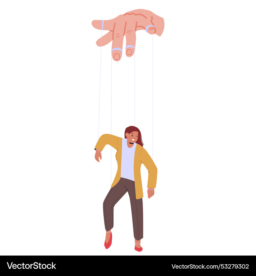 Cartoon of large hand controlling Royalty Free Vector Image