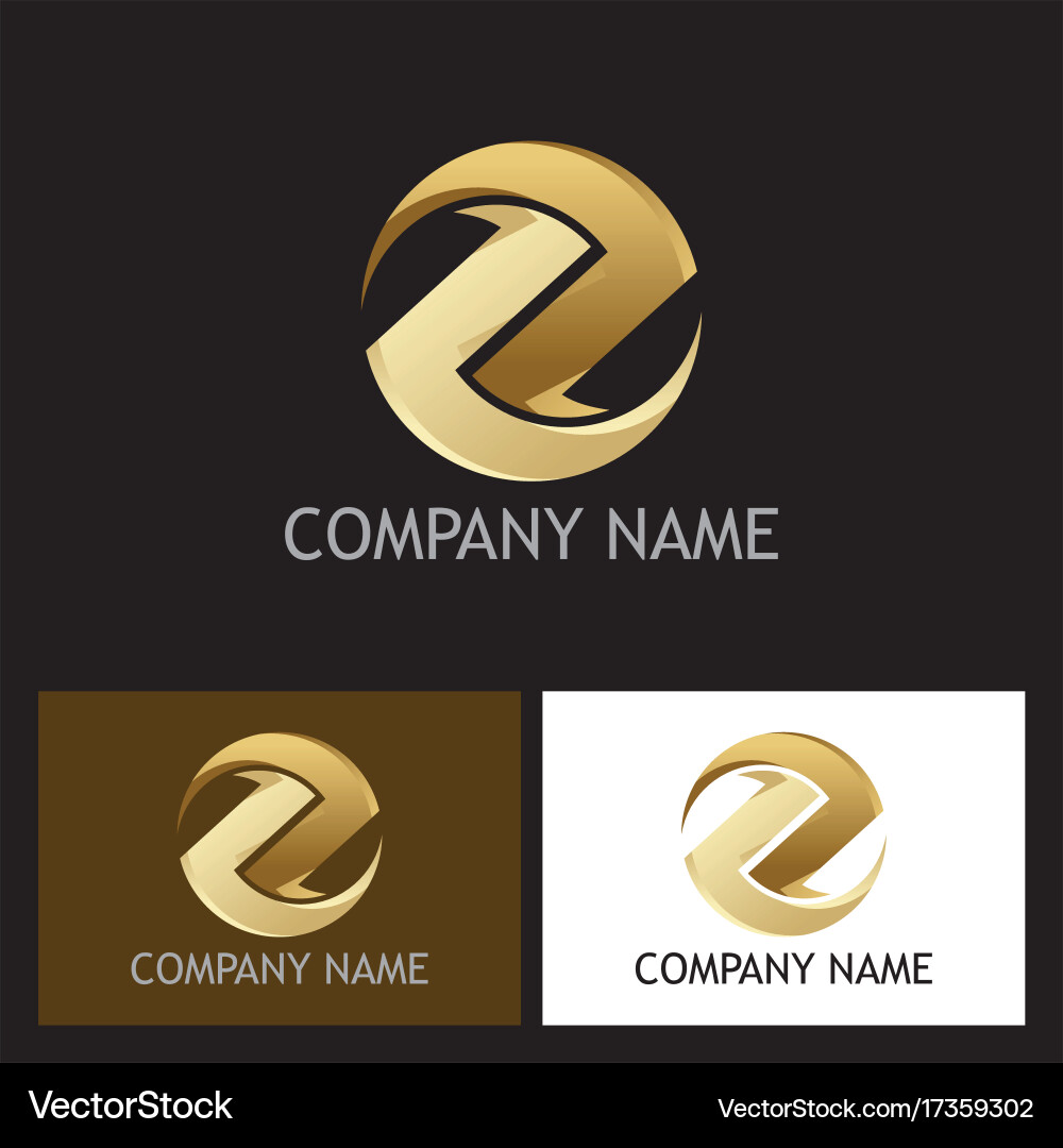 Gold round circle letter z logo Royalty Free Vector Image