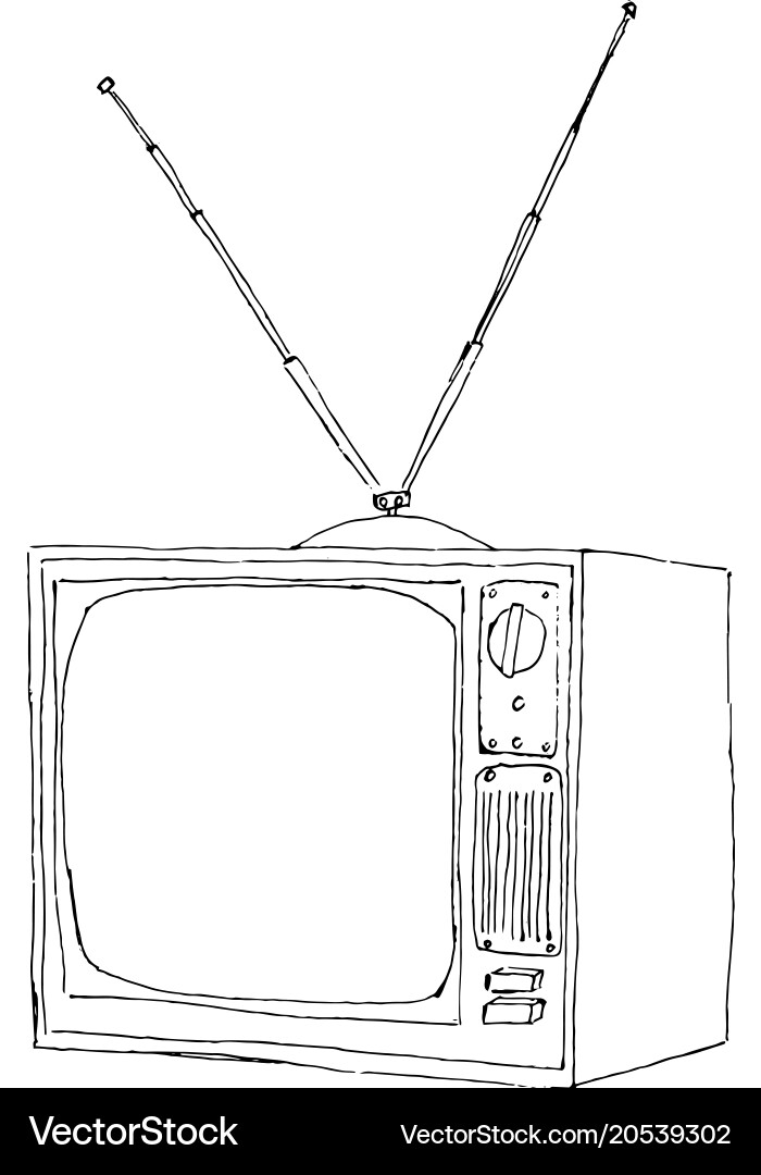 Hand drawn tv Royalty Free Vector Image - VectorStock