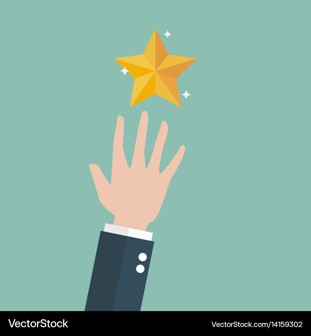 Hand grabbing a golden star Royalty Free Vector Image