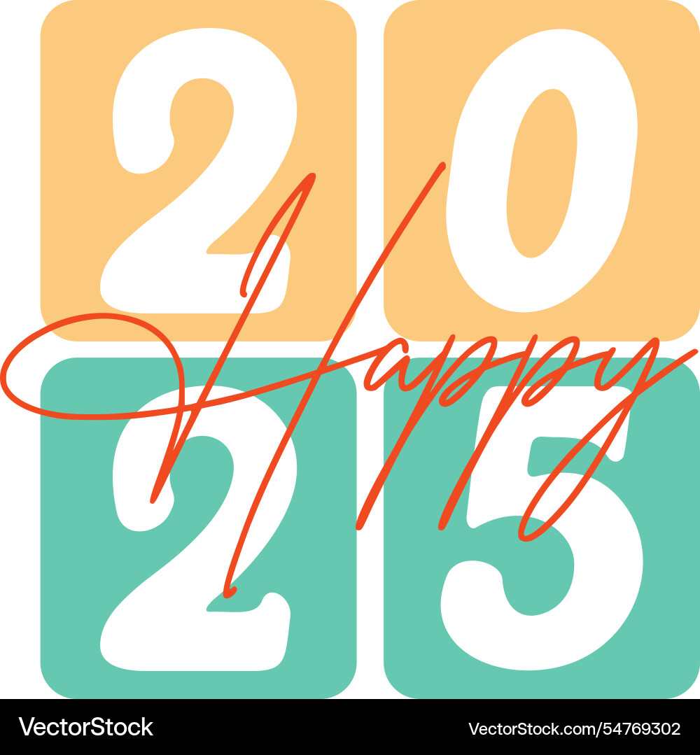 Happy 2025 design with block letters Royalty Free Vector