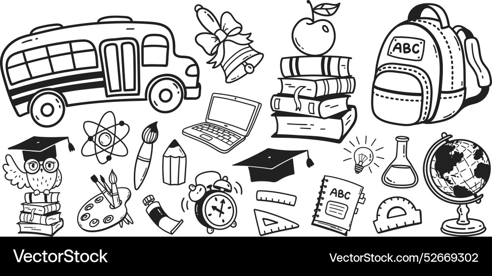 Line art education set Royalty Free Vector Image