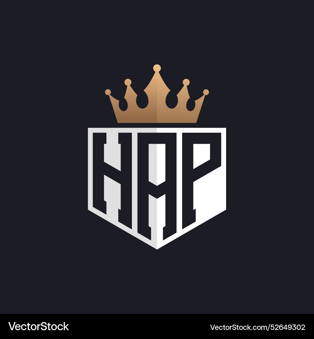 Luxury hap logo with crown elegant initials Vector Image