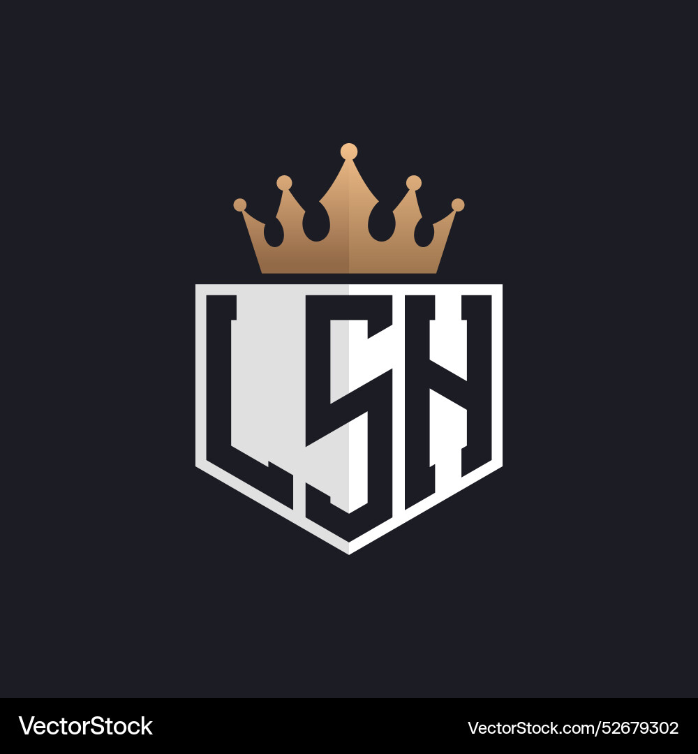 Luxury lsh logo with crown elegant initials Vector Image