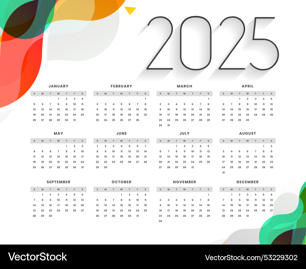 Printable 2025 new year calendar temple in modern Vector Image