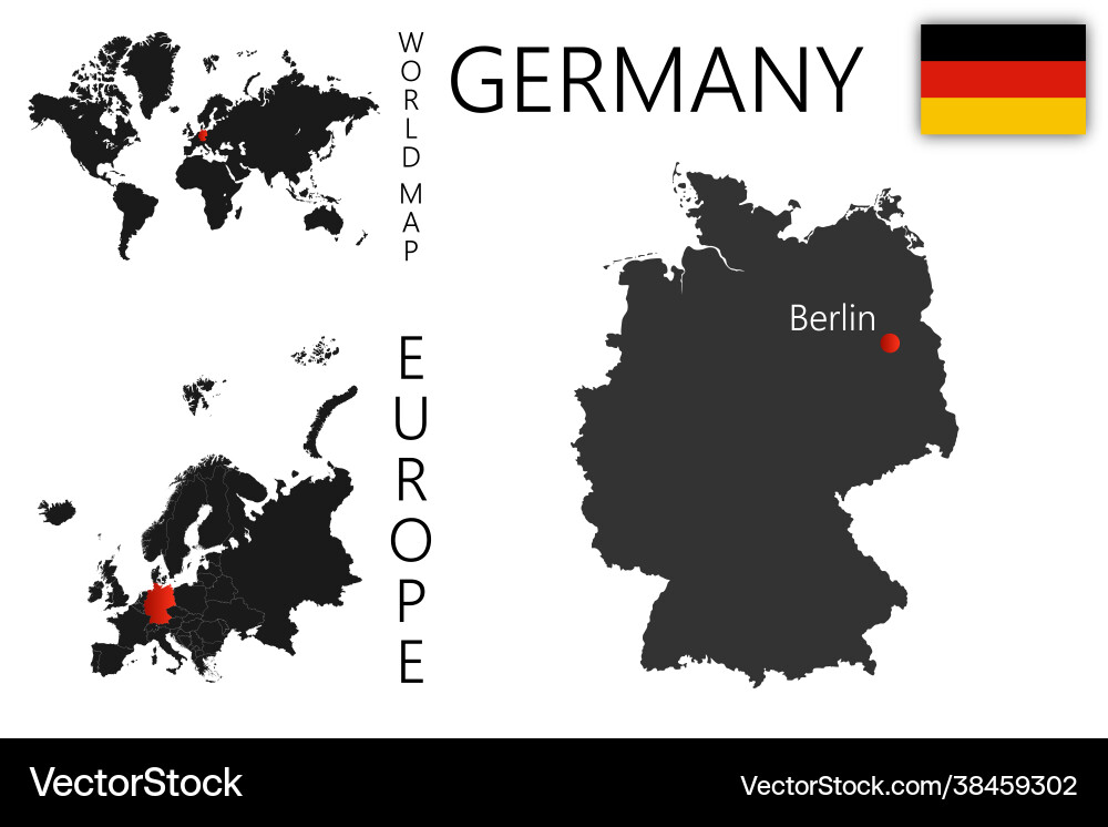 Realistic map germany with flag Royalty Free Vector Image