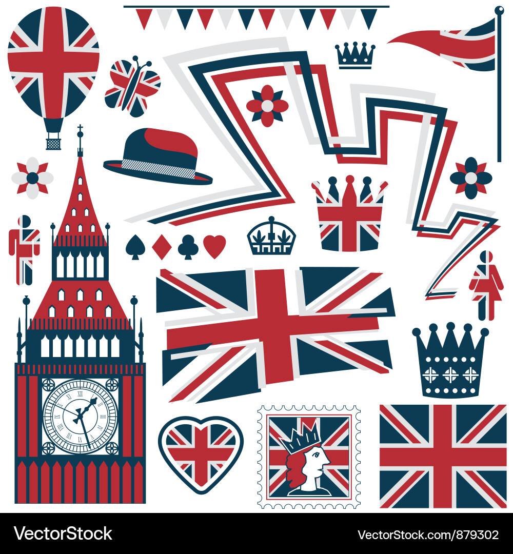 United Kingdom Elements Royalty Free Vector Image
