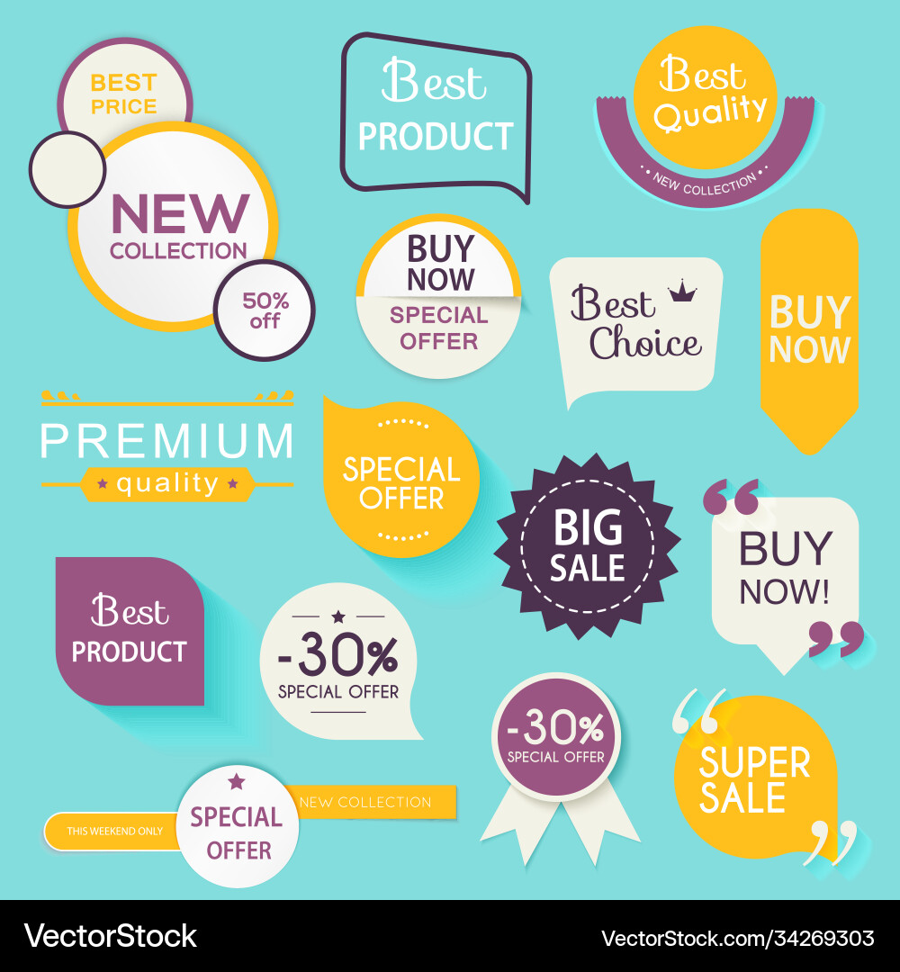 Collection premium promo sealsstickers Royalty Free Vector