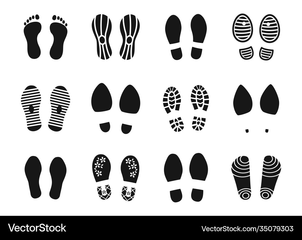 Footprint Collection - Shoe Prints Royalty Free Vector Image