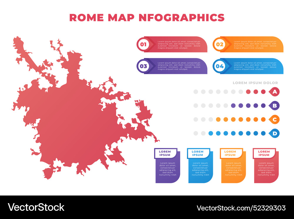 Gradient rome map infographics Royalty Free Vector Image