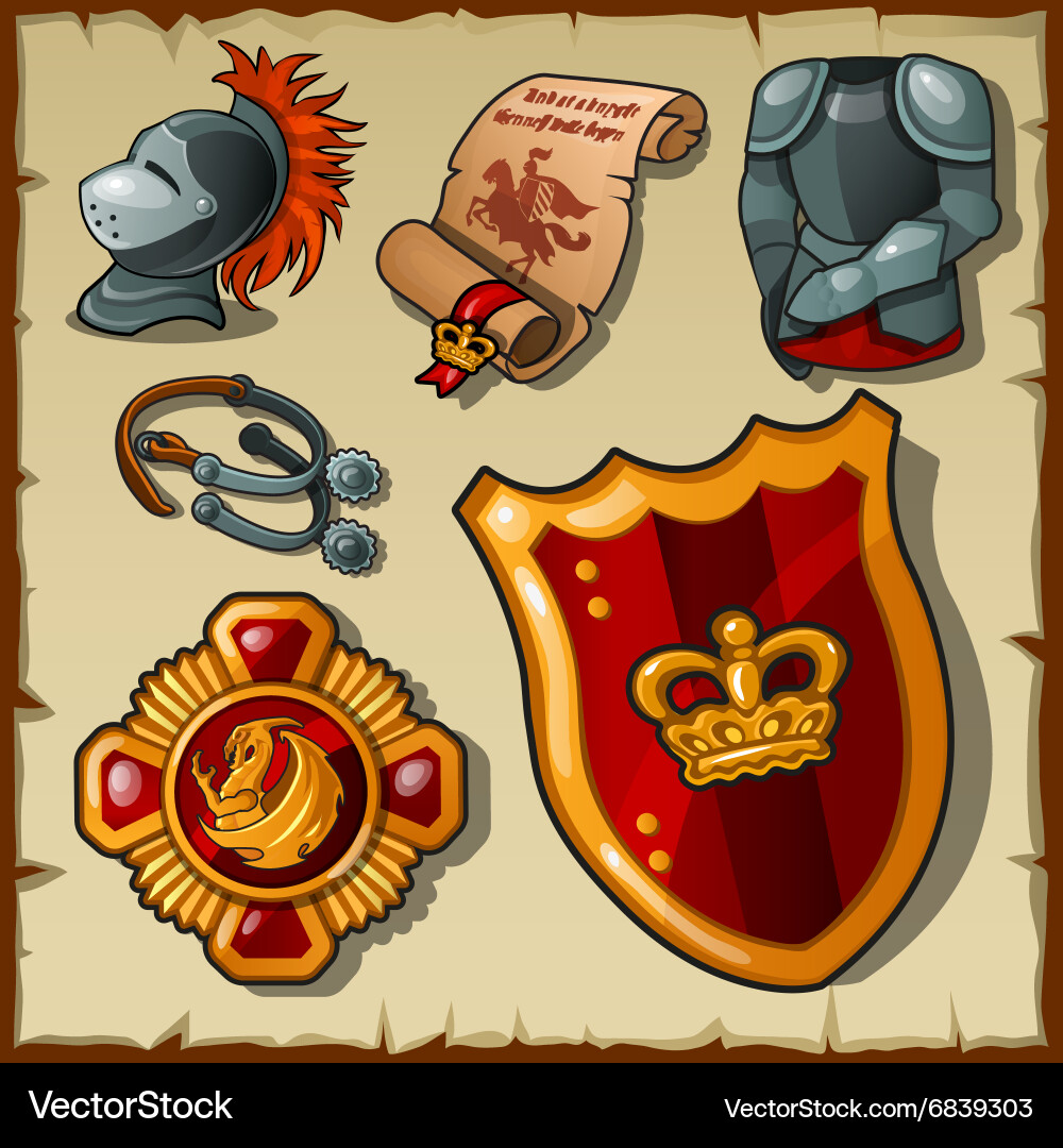 Knight set uniforms and symbols Royalty Free Vector Image