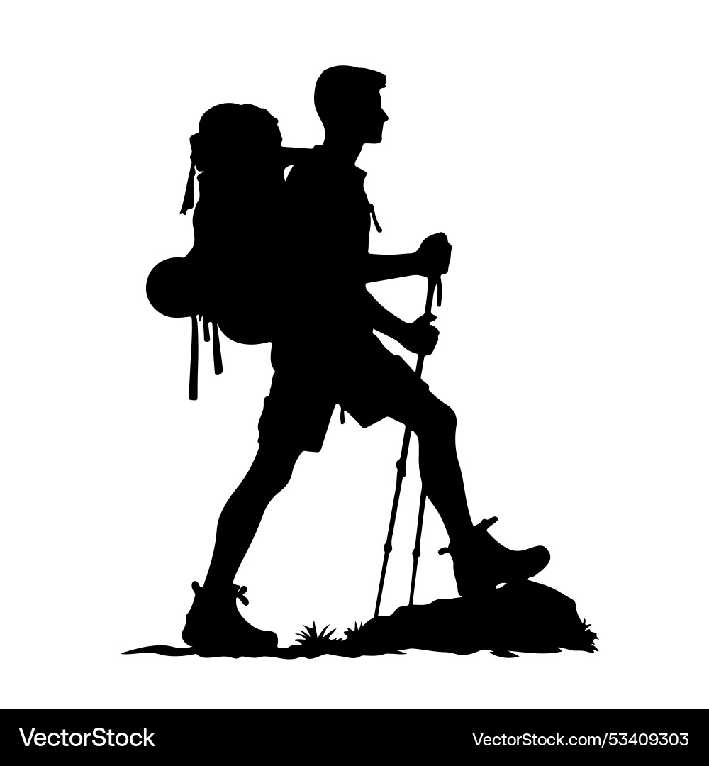 Men hiking silhouette design Royalty Free Vector Image