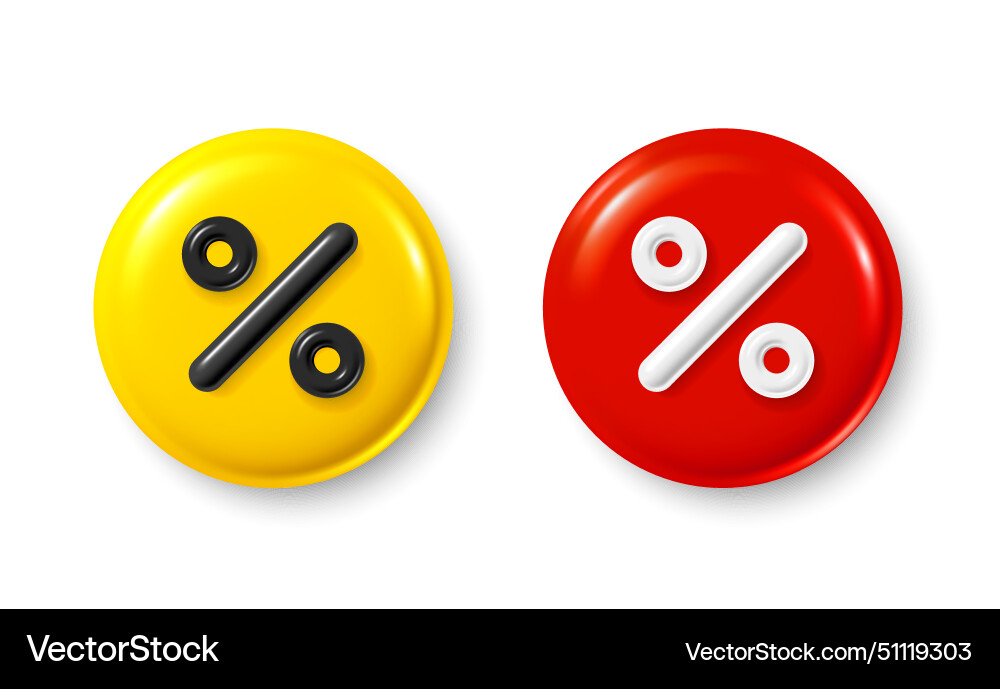 Percent discount 3d button percentage sale Vector Image