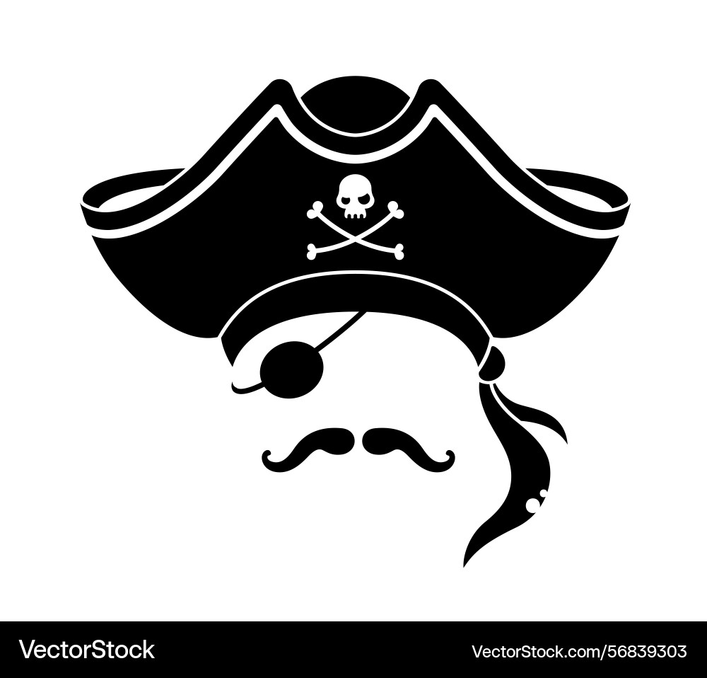 Photo booth mask with pirate tricorn and eye patch