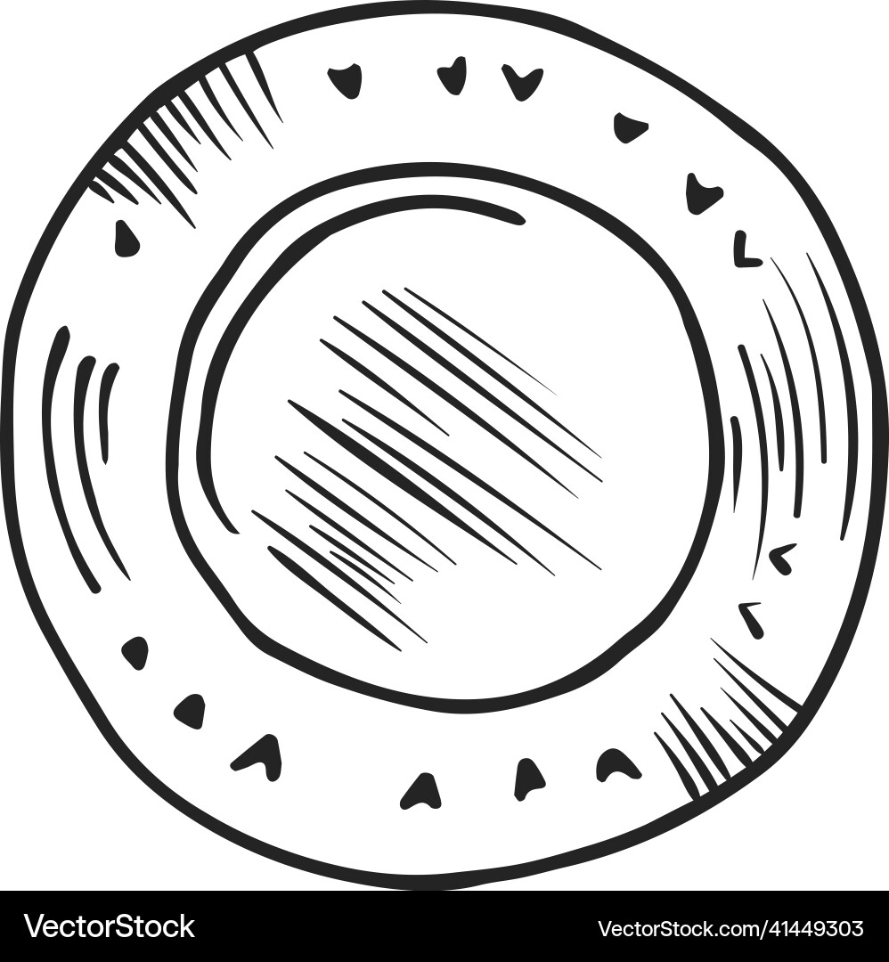 Plate top view decorative ornamental dish sketch Vector Image