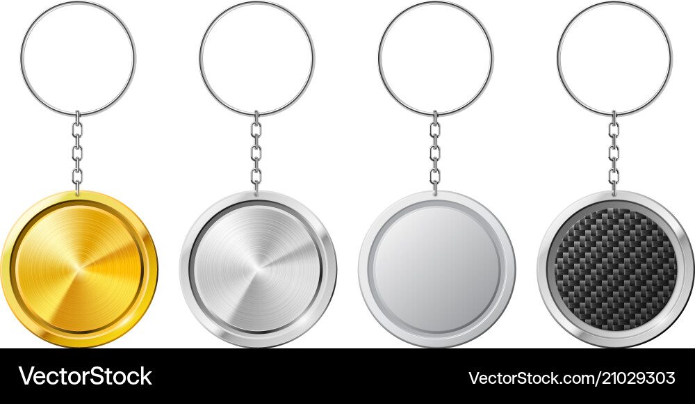 Realistic 3d key ring template plastic keychain Vector Image