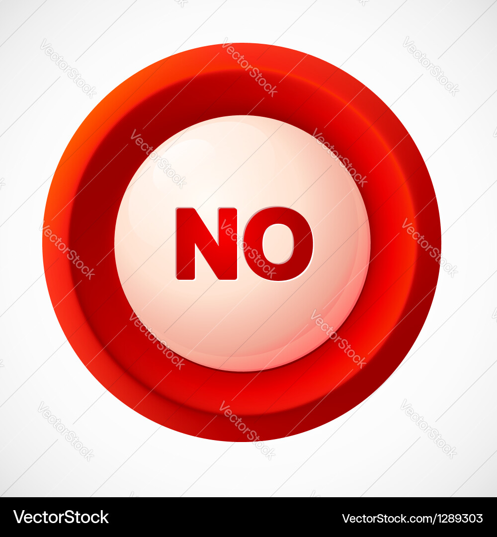 Red plastic no button Royalty Free Vector Image