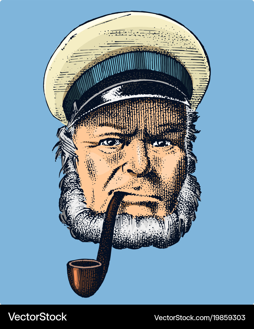Old Sea Captain Pipe Forever Adrift In A Canvas Sea | Sea Captain, Old