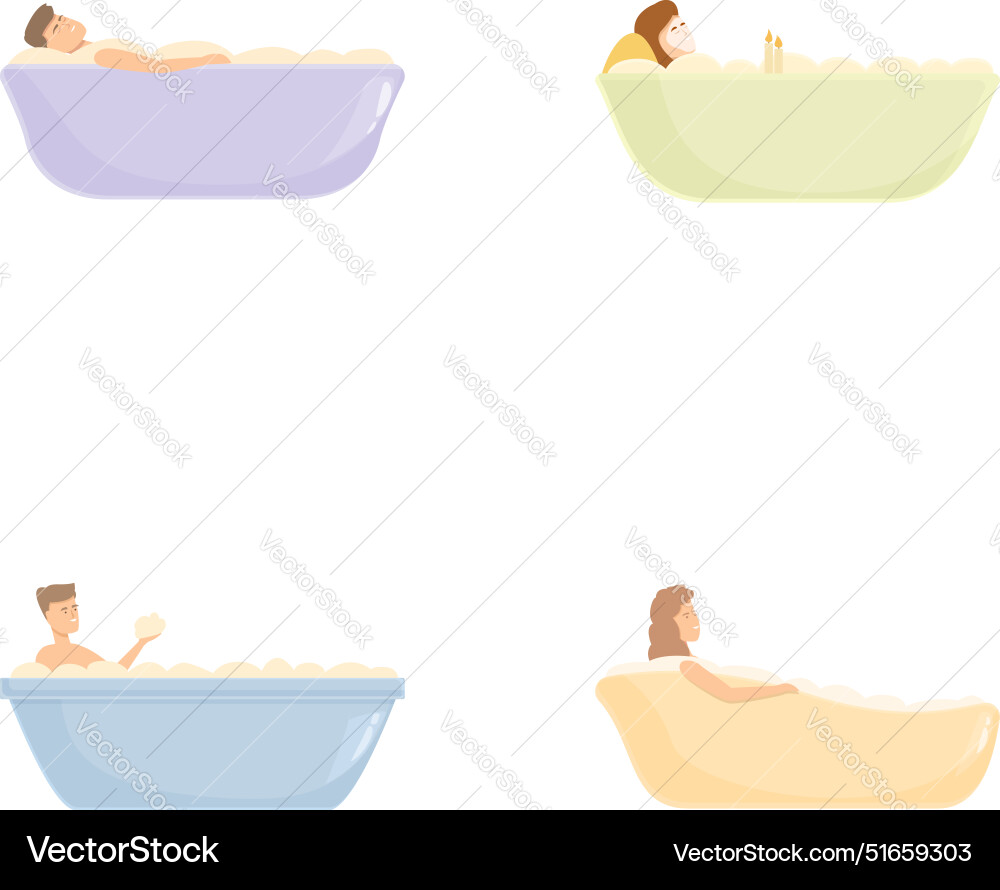 Set of showing people enjoying Royalty Free Vector Image