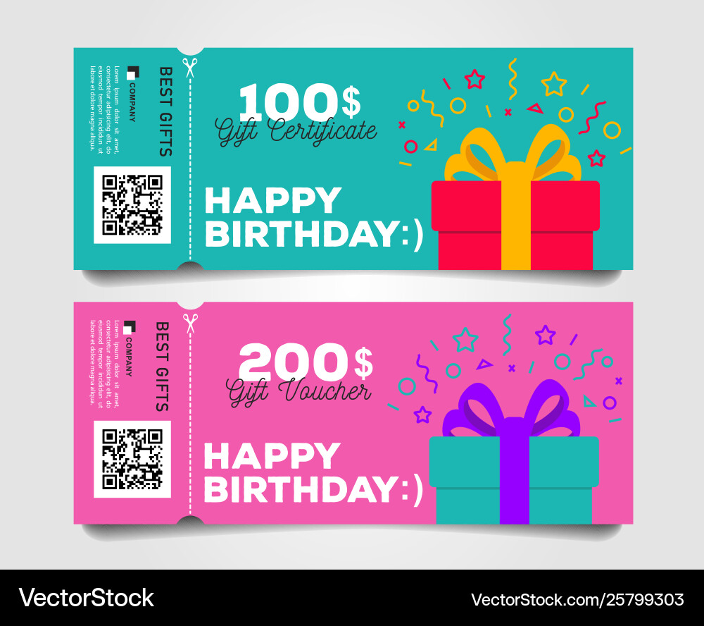 Shopping gift tear-off certificate template set Vector Image