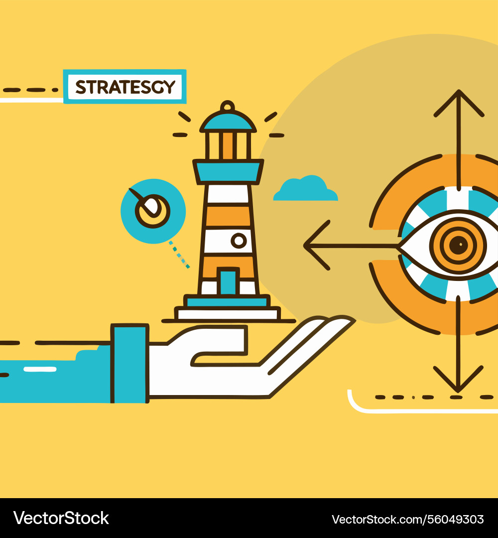 Strategic vision business plan lighthouse guiding Vector Image