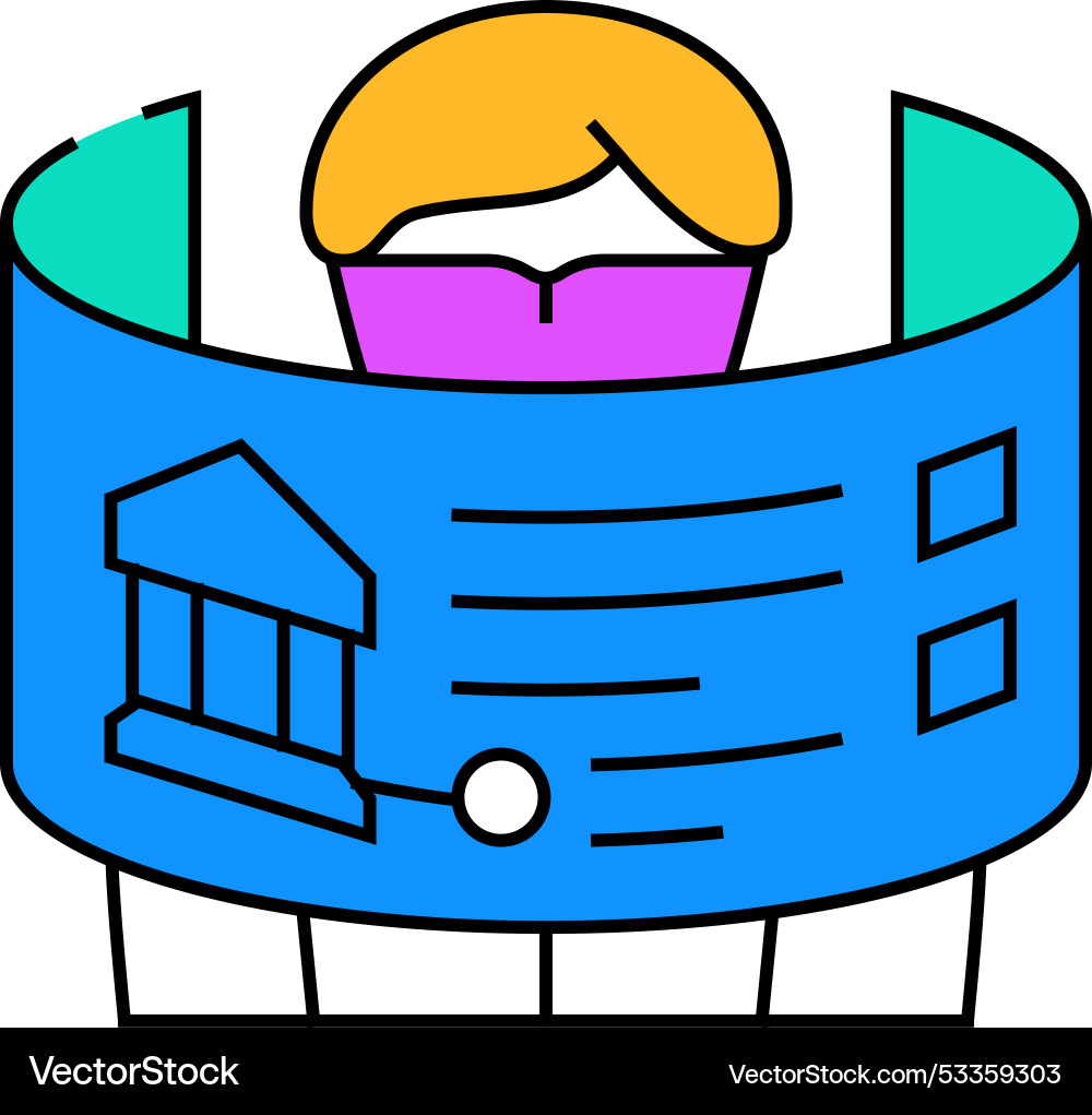 Virtual 3d bank in metaverse icon color Royalty Free Vector