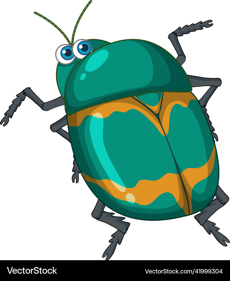 A green beetle cartoon character isolated Vector Image