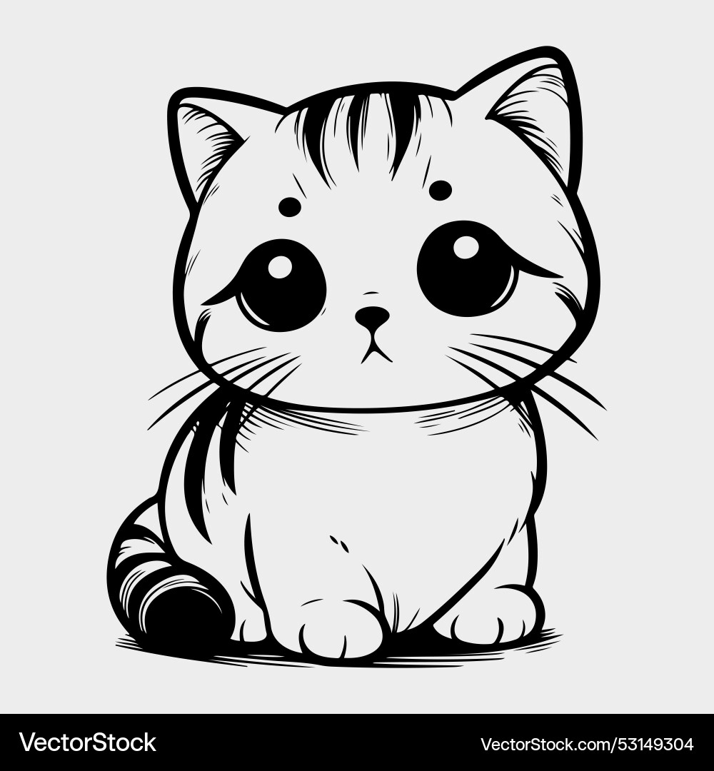 Cute cat line art eps Royalty Free Vector Image