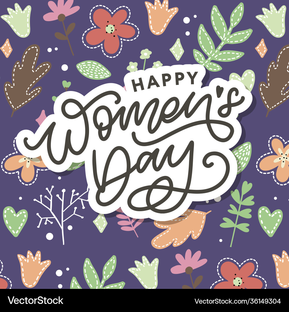 Happy womens day handwritten lettering modern Vector Image