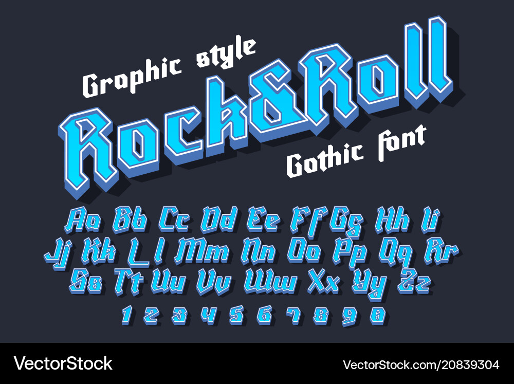 Rocknroll - decorative font with graphic style Vector Image