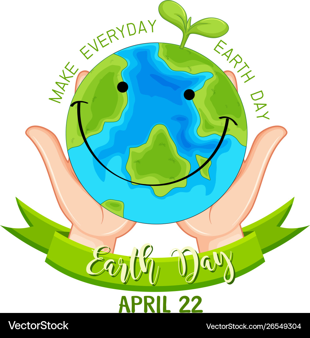 Smiling earth day poster Royalty Free Vector Image