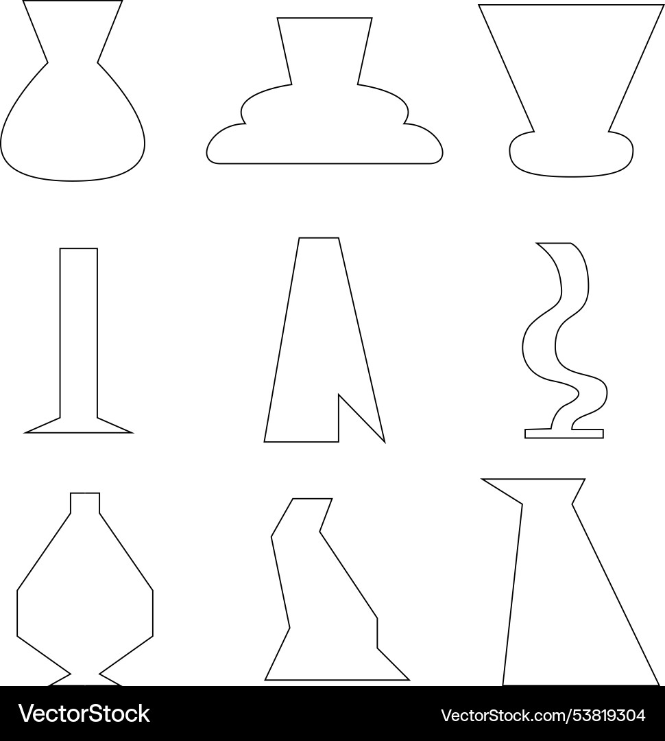Vases abstract icon set Royalty Free Vector Image