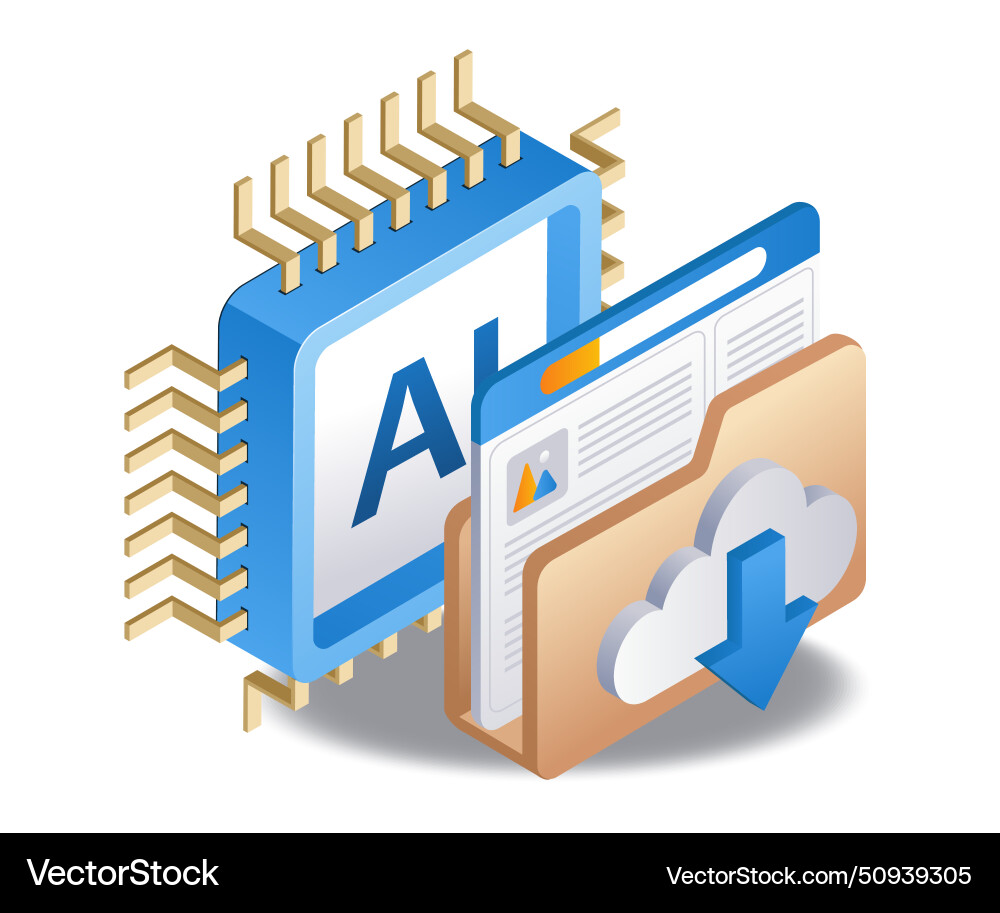 Artificial intelligence data folder download flat Vector Image