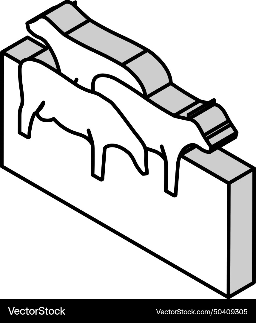 Cow grazing isometric icon Royalty Free Vector Image