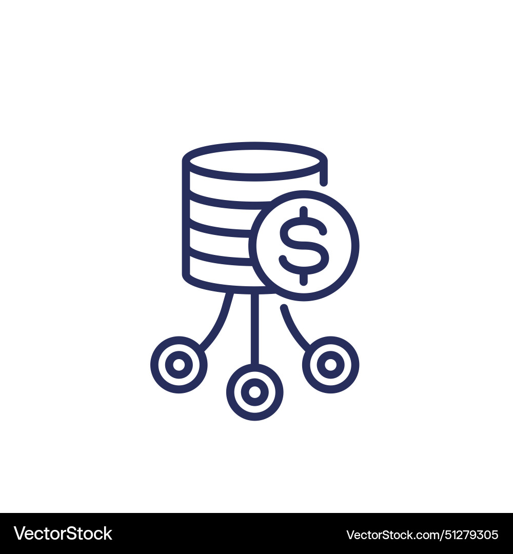 Data storage costs line icon on white Royalty Free Vector