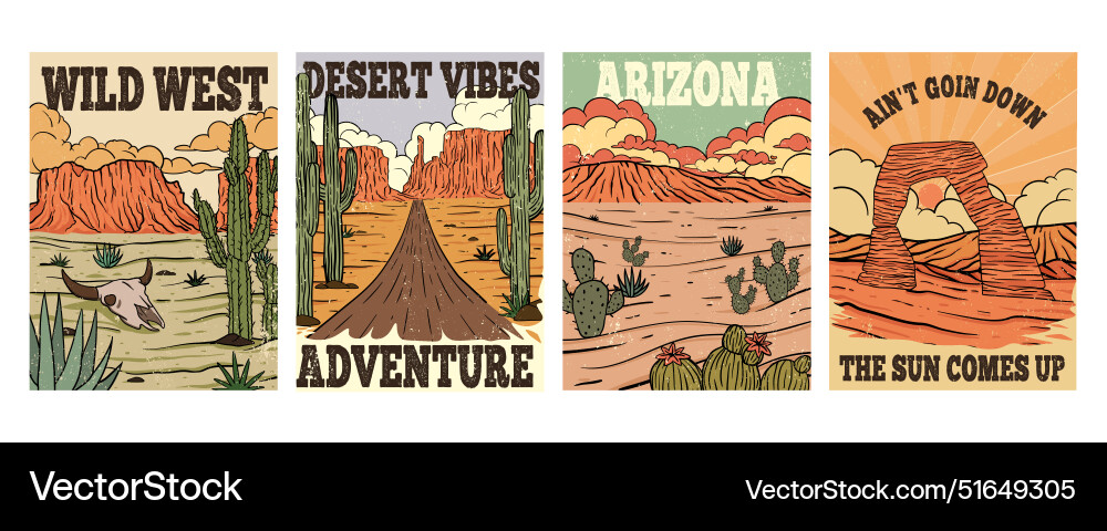 Desert landscape graphic arizona poster Royalty Free Vector