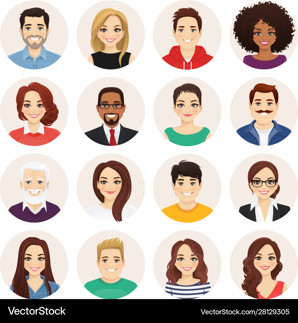 Diverse People Avatar Set Royalty Free Vector Image