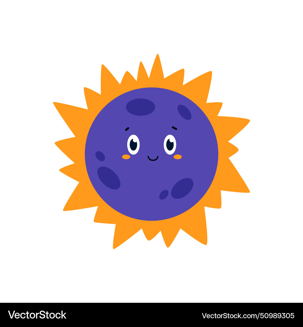 Full solar eclipse character Royalty Free Vector Image