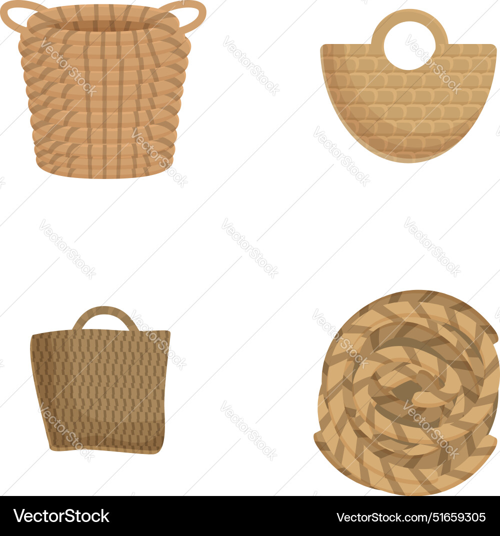 Set of woven baskets Royalty Free Vector Image