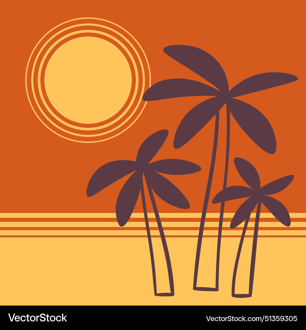 Tropical beach square badge Royalty Free Vector Image