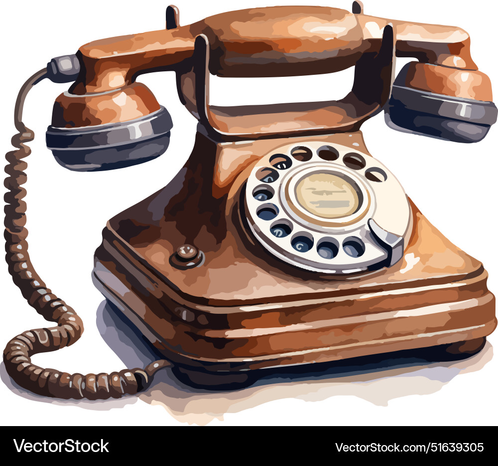 Vintage phone clipart with isolated Royalty Free Vector