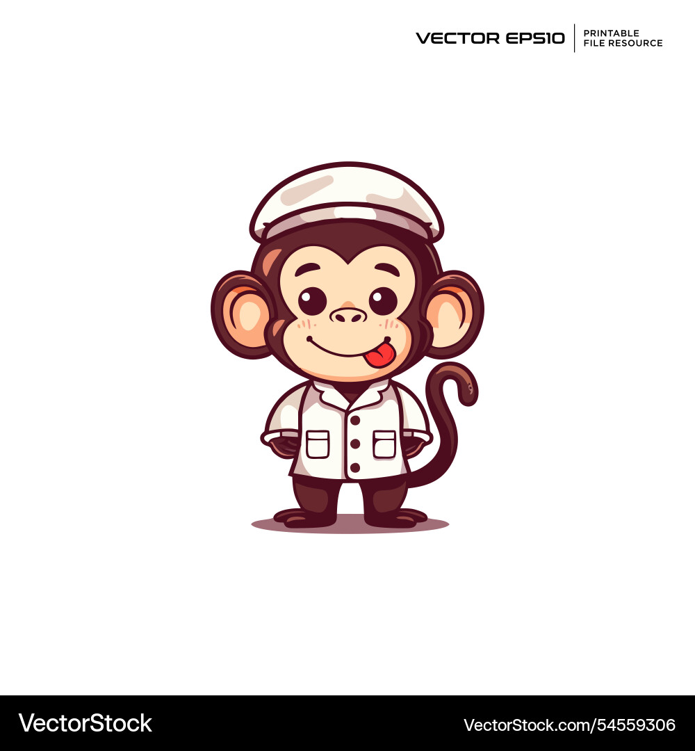 Cute monkey doctor character mascot logo design Vector Image