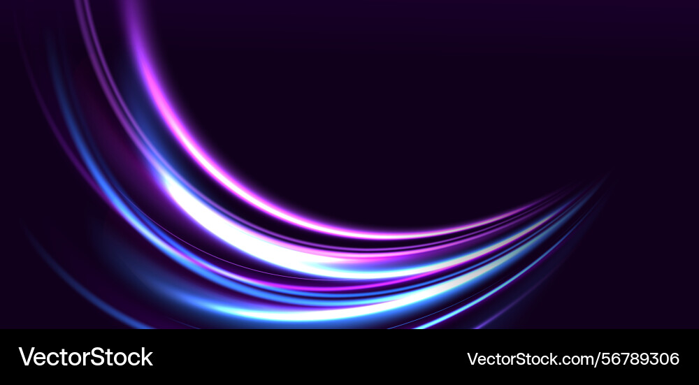 Elegant glowing purple and blue curved rays Vector Image