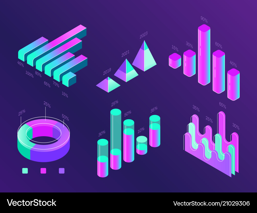 Isometric Percentage Chart Royalty Free Vector Image