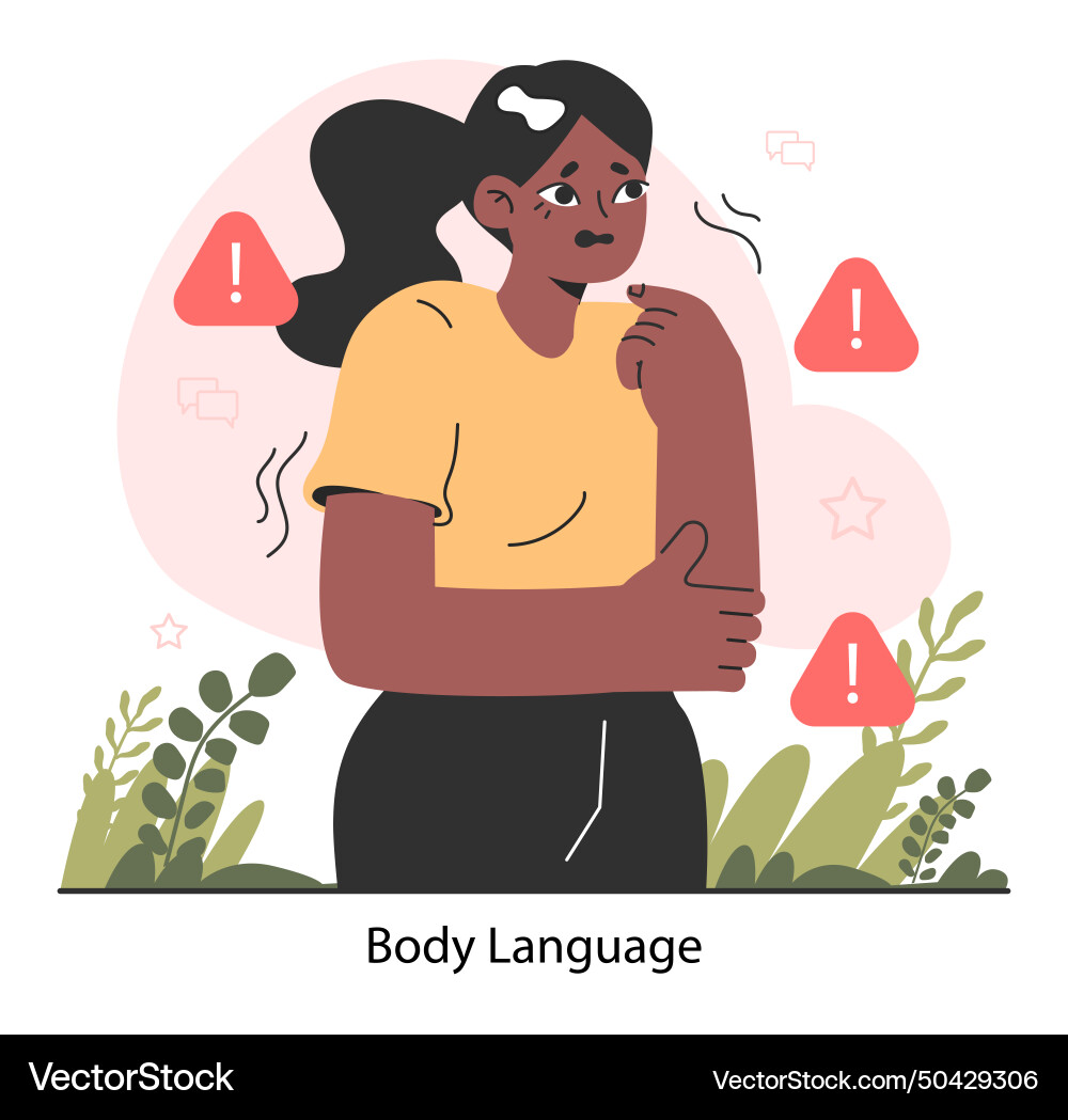 Neurosis scared woman body language suffering Vector Image