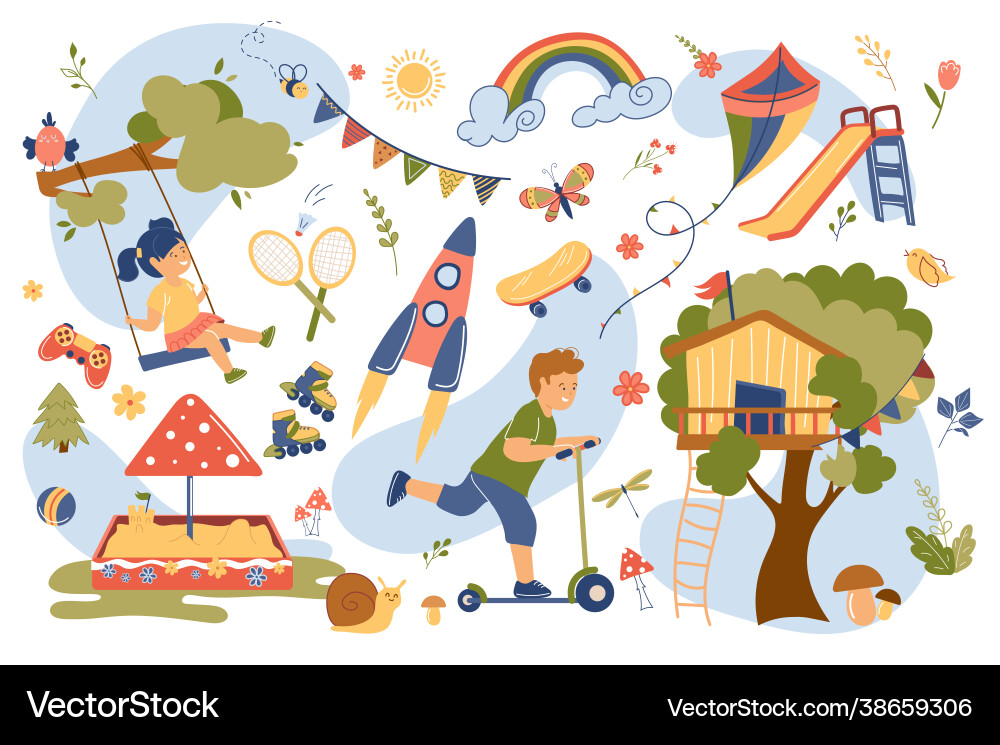 Playground concept isolated elements set Vector Image